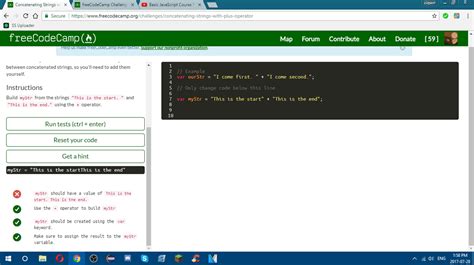 Freecodecamp Challenge Guide Concatenating Strings With Plus Operator Guide The