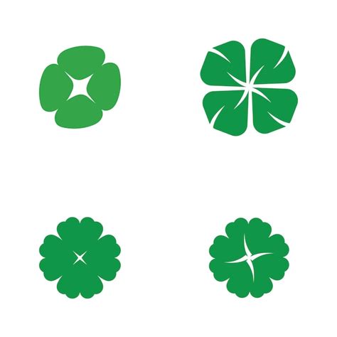 클로버 리프 로고 아이콘 벡터 일러스트 템플릿 디자인 세트 프리미엄 벡터