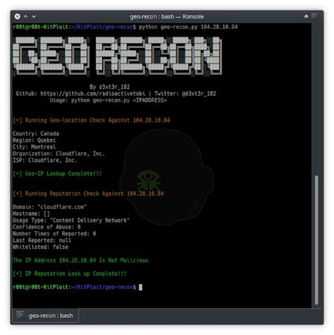 Geo Recon An Osint Cli Tool Desgined To Fast Track Ip Reputation And