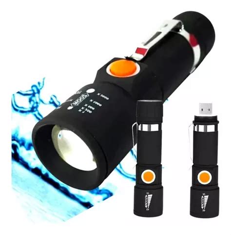 Linterna táctica LED Cree Zoom de 1000 W con ajuste de enfoque color negro luz blanca