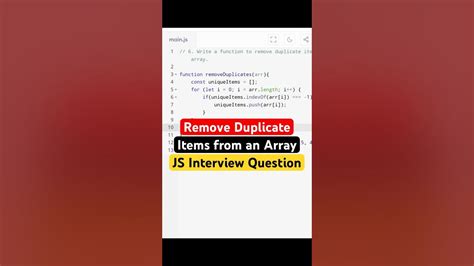11 javascript interview question remove duplicate items from an