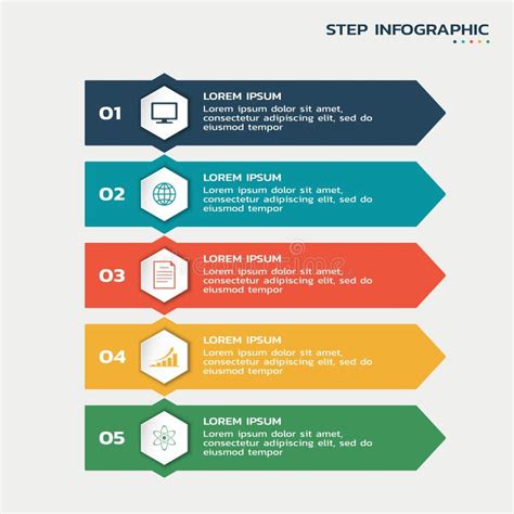 Five Steps Infographic Process Flowchart With Hexagons With Icons And Text Stock Vector