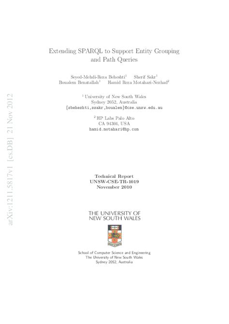 Pdf Extending Sparql To Support Entity Grouping And Path Queries