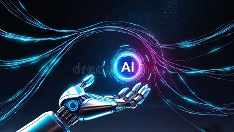 Glowing Robotic Hand Reaches Towards A Radiant Ai Icon Surrounded By