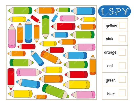 얼마나 많은 나는 아이들을 위한 스파이 게임 색상 활동 계산 학교 유치원 워크시트로 돌아갑니다 프리미엄 벡터