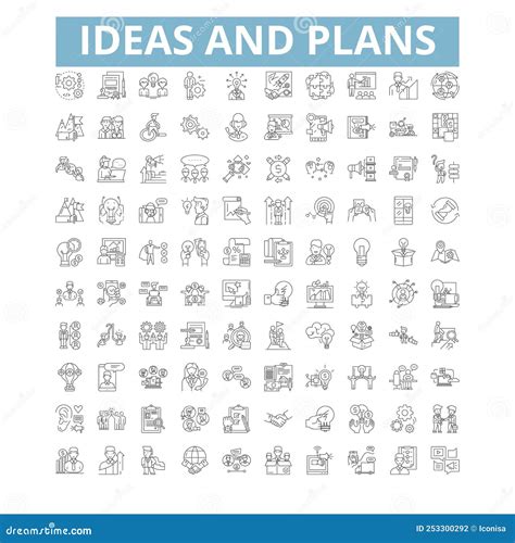 Ideas And Plans Icons Line Symbols Web Signs Vector Set Isolated Illustration