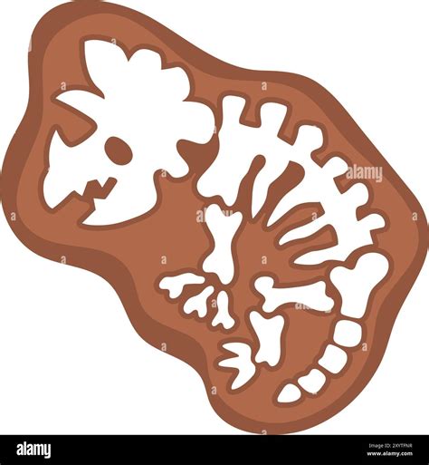 Vector Triceratops Bones Icon Cute Dinosaur Fossils Illustration For