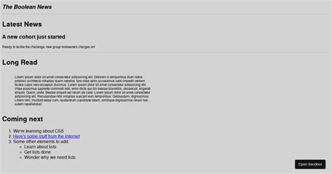 The Boolean News Codesandbox