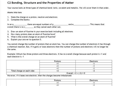 Aqa Gcse Chemistry Bonding Structure And The Properties Of Matter