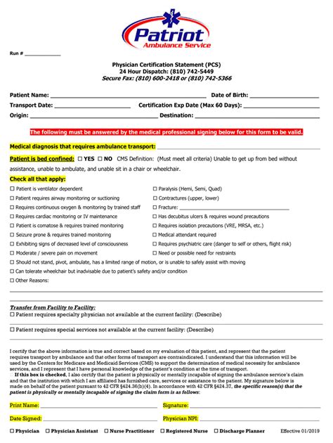 Fillable Online Physician Certification Statement For Ambulance Services Fax Email Print