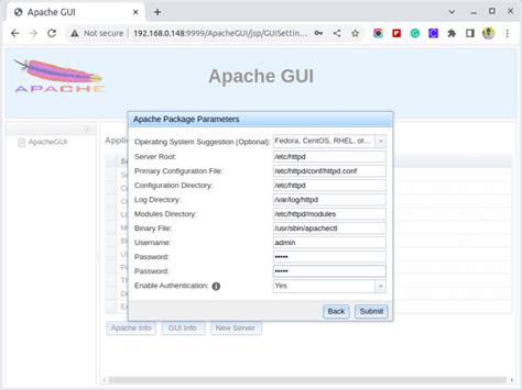 how to install apache server gui in linux systems
