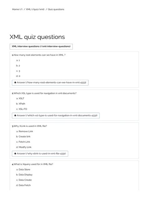 Xml Quiz Questions Ket Pdf Xml World Wide Web Consortium Standards Xml Quiz Questions Ket Pdf Xml World Wide Web Consortium Standards