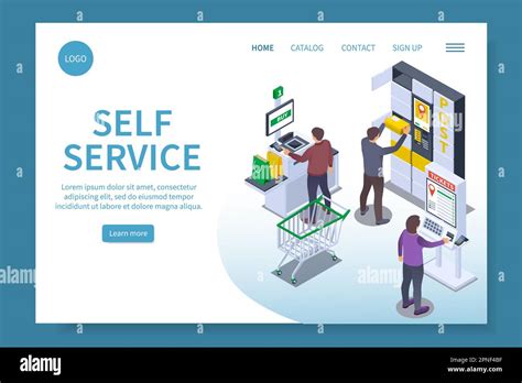 Self Service Isometric Web Site Landing Page With Editable Text Learn