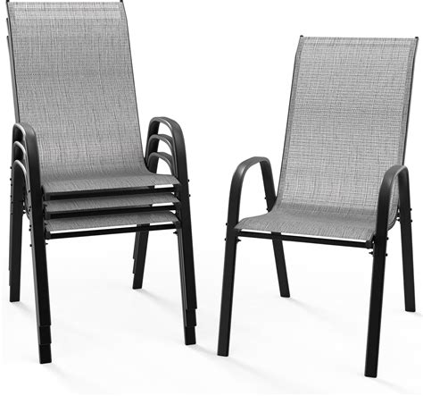 Vingli Patio Chairs Set Of 4 Stackable Outdoor Dining