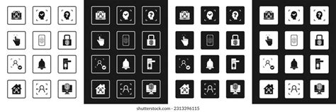 Set Face Recognition Mobile Fingerprint Scan Stock Vector Royalty Free