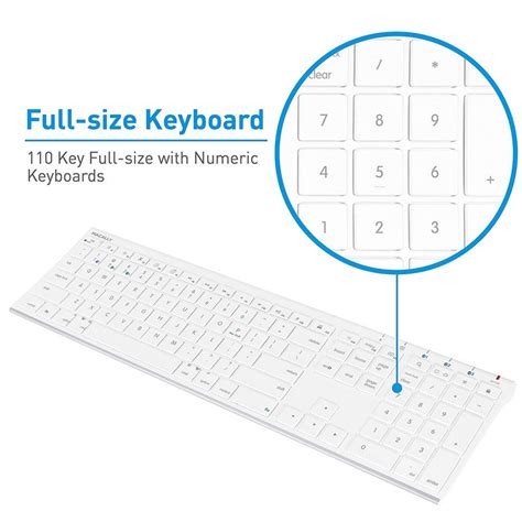 macally quick switch bluetooth keyboard for three devices white