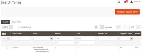 Magento Search Settings And Terms