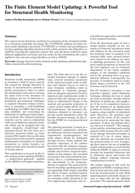 Pdf The Finite Element Model Updating A Powerful Tool For Structural