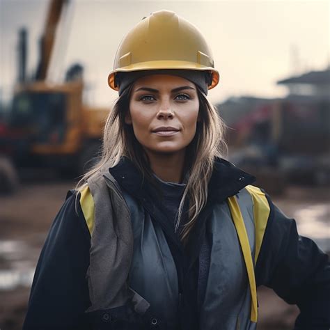 Portrait Of Female Project Manager On Construction Site Premium AI Generated Image