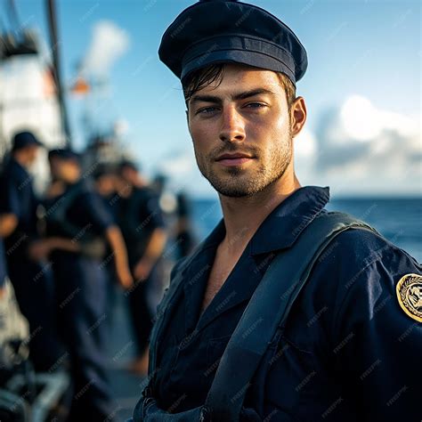 Sailors In Uniform Standing On Deck Of Naval Ship Ready For Duty Premium Ai Generated Image