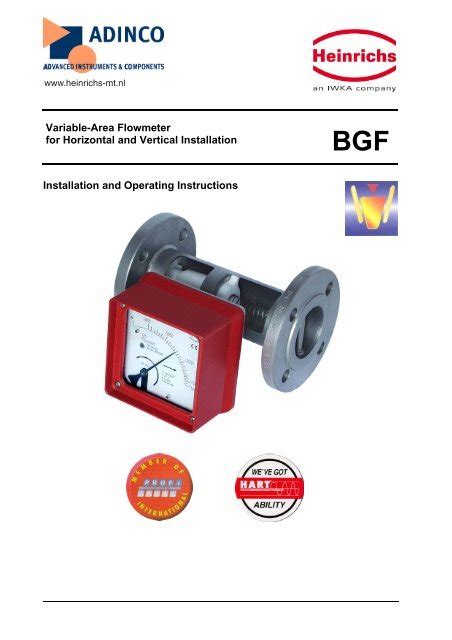 Variable Area Flowmeter For Horizontal And Vertical Adinco Bv