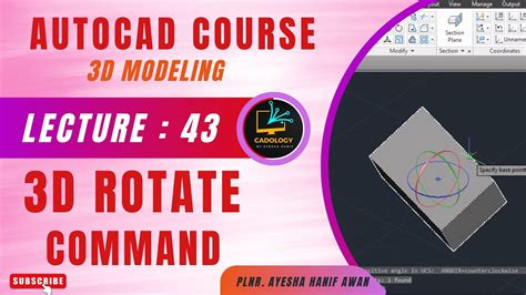 3d Rotate Command 3d Modeling Autocad Lecture 43 Autocadcourse 3dmodeling Rotate