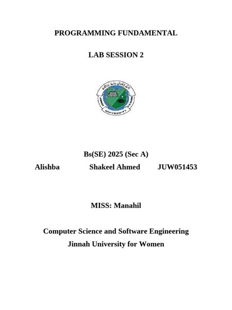 pf lab 02 sec a pdf data type integer computer science