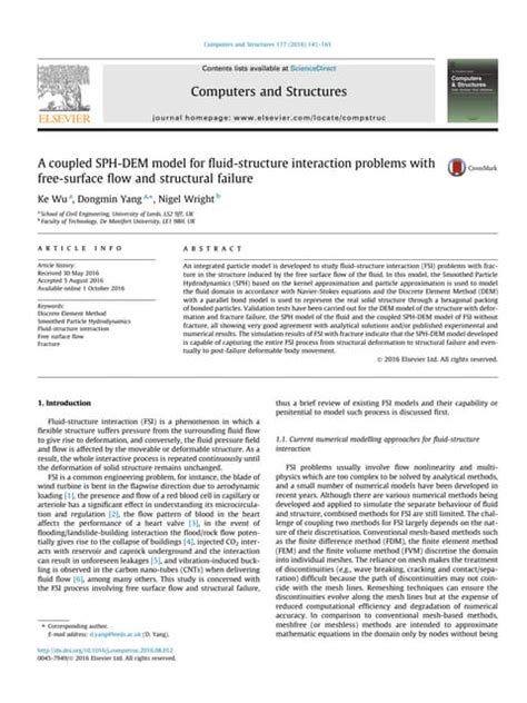 A Coupled Sph Dem Model For Fluid Structure Interaction Problems With Free Surface Flow And