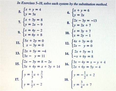 solved in exercises 5 18 solve each system by the