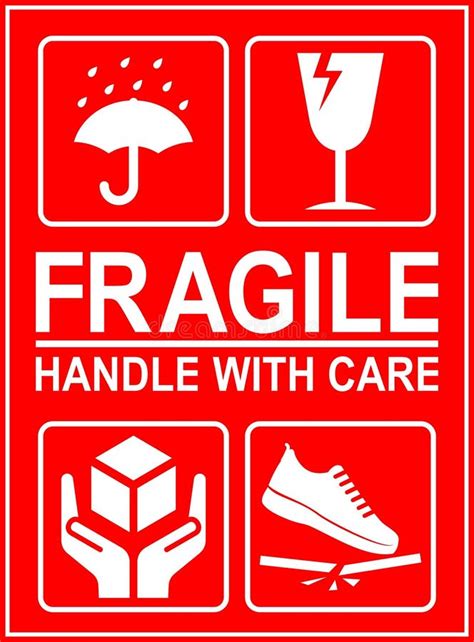 Fragile Handle With Care Vector Label Isolated Shipping Sticker Stock Vector Illustration Of