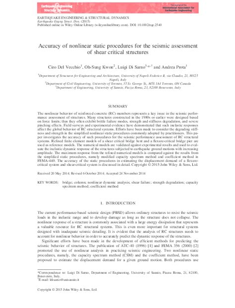 Accuracy Of Nonlinear Static Procedures For The Seismic Assessment Of