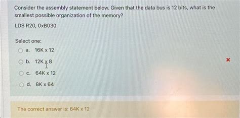 Solved Consider The Assembly Statement Below Given That The