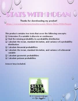 Statistics Unit Tests Probability Distributions By Stats With Hogan