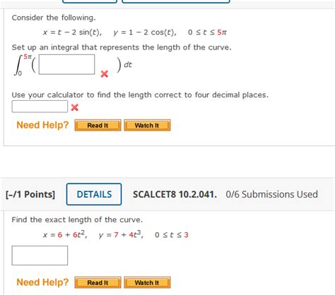 solved find the exact length of the curve x 6 6t 2 y