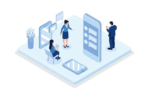 작업 위치에 지원하는 캐릭터 채용 프로세스 개념 아이소메트릭 벡터 일러스트 레이 션 프리미엄 벡터