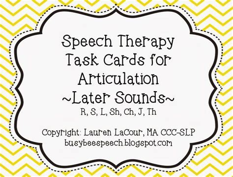 Speech Therapy Task Cards For Articulation Artofit