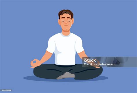 Homme Insouciant Dans Le Yoga Lotus Position Vector Illustration De