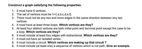 Solved Construct A Graph Satisfying The Following Chegg