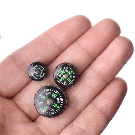 Mkr 15mm Size Mini Compass For Hiking Black Survival Compass Paracord