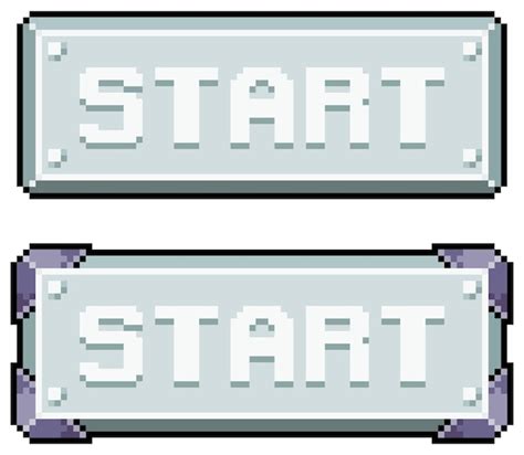 Premium Vector Pixel Art Metallic Style Start Button Vector Icon For 8bit Game On White Background
