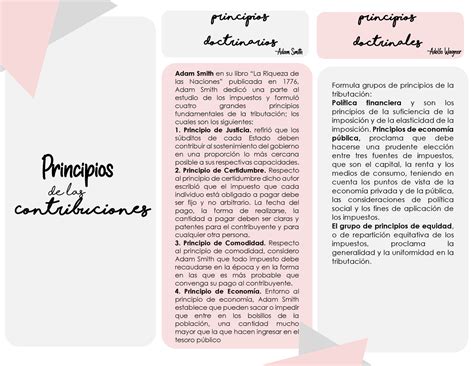 Principios De La Contribuciones Contribuciones Principios Doctrinarios Adam Smith En Su Libro