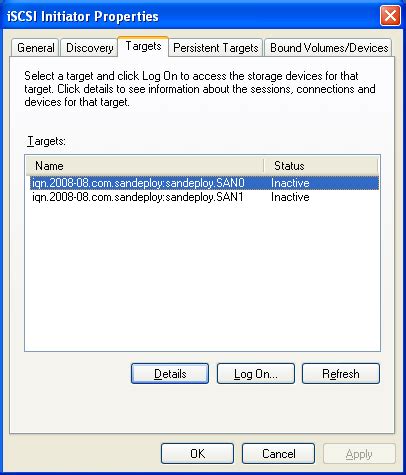 SANDeploy ISCSI Boot Log On To Target By Using MS Initiator