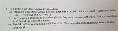 solved first order active lowpass filter a design a first