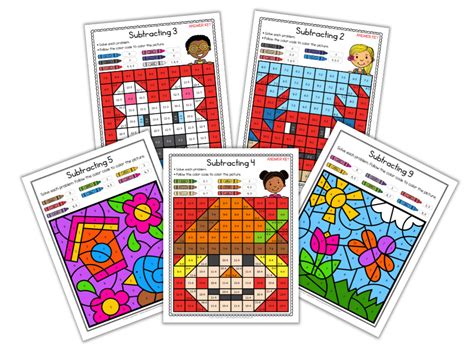 no prep color by number subtraction worksheets meaningful homeschooling
