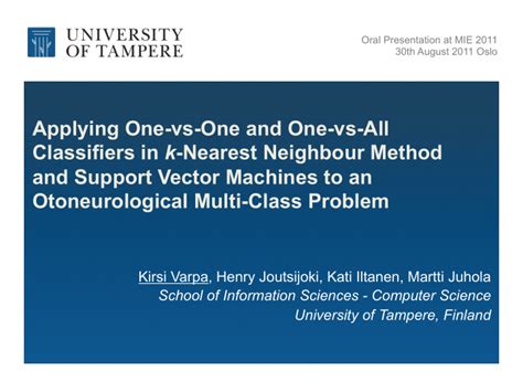 [ppt] Applying One Vs One And One Vs All Classifiers In K Nearest