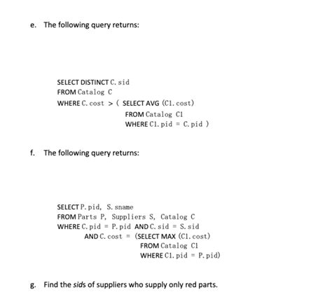 Solved 2 Consider The Following Schema Supplierssid