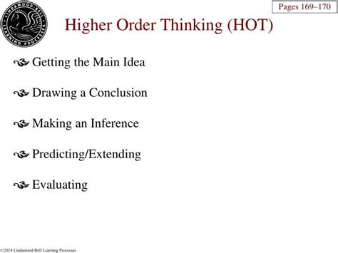 Higher Order Thinking Lindamood Bell Professional Learning Community