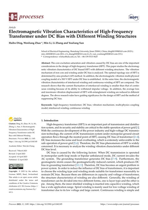 Pdf Electromagnetic Vibration Characteristics Of High Frequency Transformer Under Dc Bias With