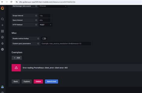 [resolved] unable to saveandtest a prometheus datasource prometheus