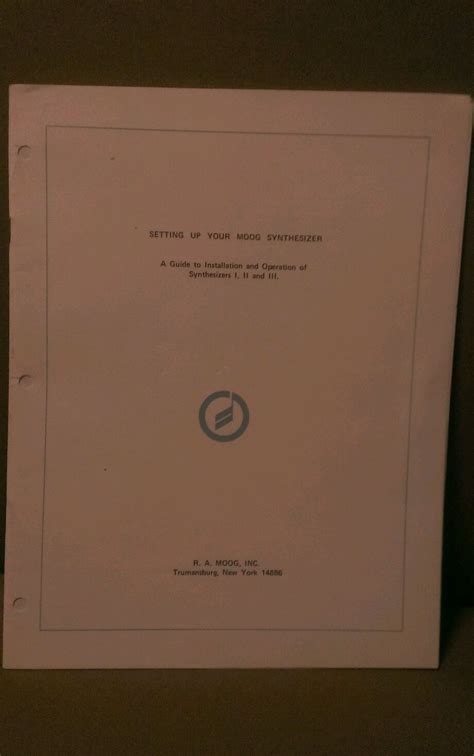 Matrixsynth Vintage R A Moog Modular Synthesizer Instructions Book Manual